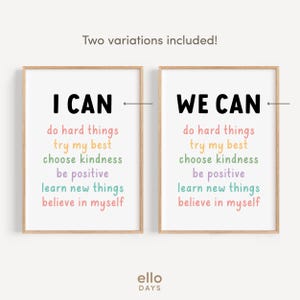 Kids Affirmation Poster Set of 3, Positive Affirmations Wall Art Bundle ...