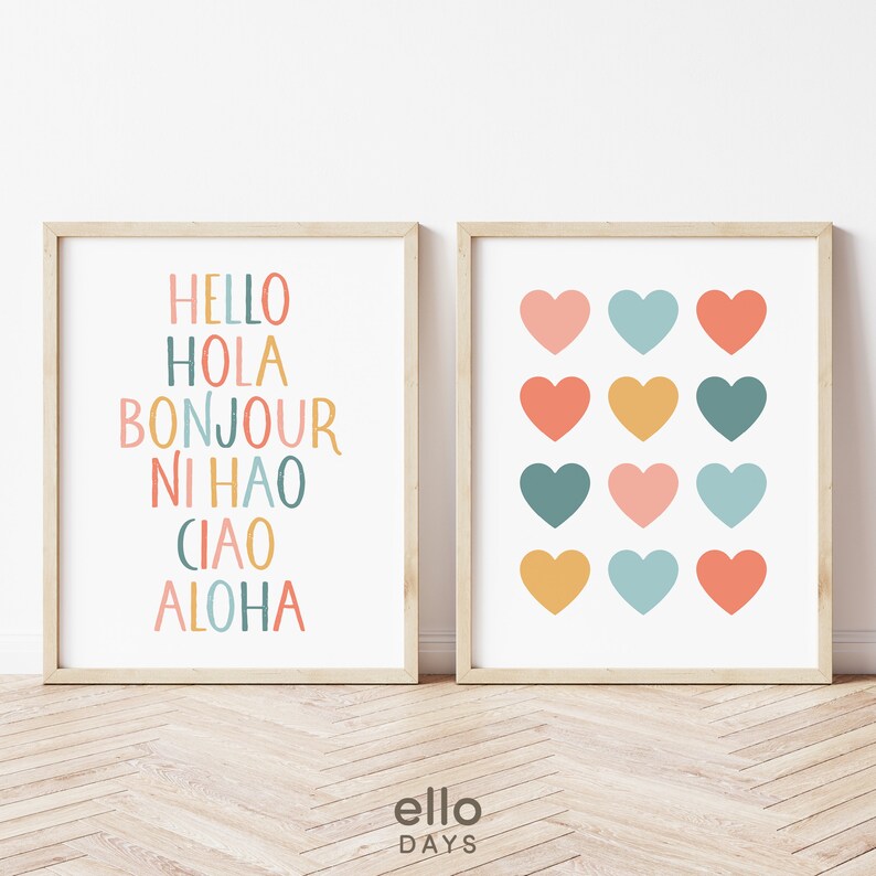 Hello Different Languages and Hearts Bundle, International Greeting ...