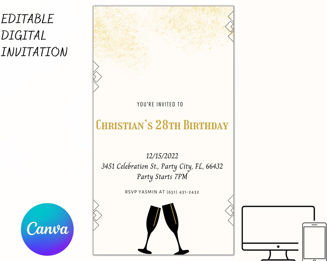 Digital Birthday Party Invitation, Birthday Party E-invites, Birthday ...