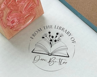 From the Library of Stamp, Custom Library Stamp, Book Stamp, Wooden or ...