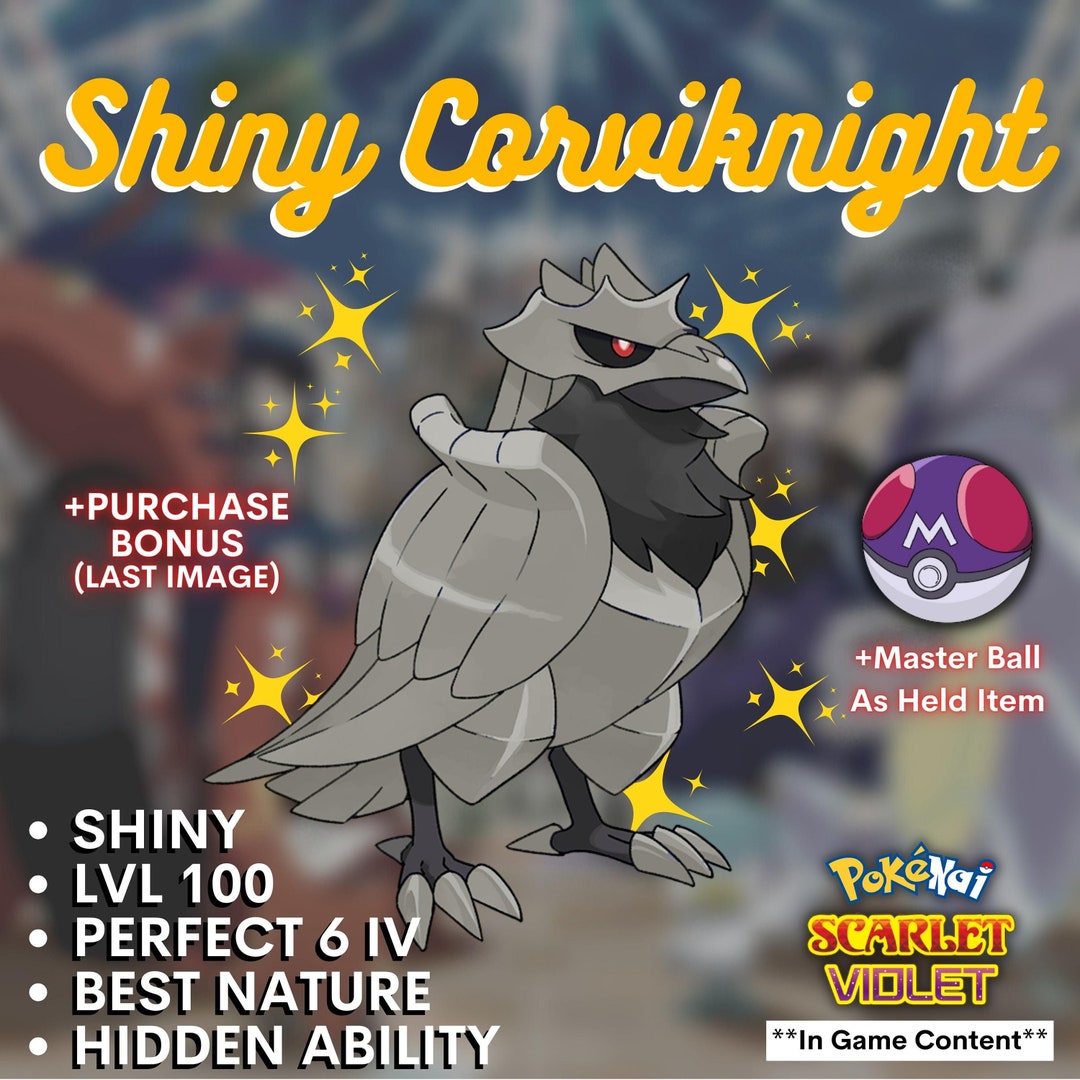 Shiny Corviknight / Pokemon Scarlet & Violet / 6IV / Level 100 - Etsy ...