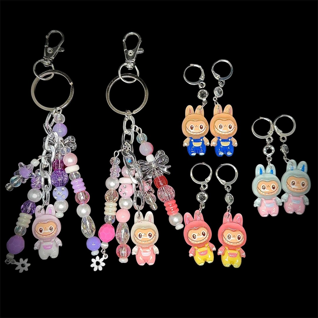 The Monsters Labubu Beaded Bag Charms/handmade Beaded Labubu Keychain ...