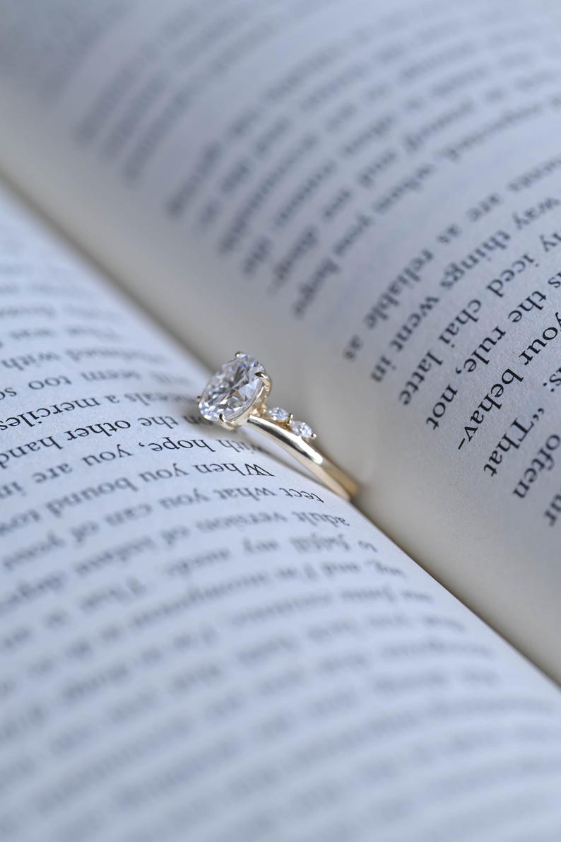 Solid Gold Oval Cut Moissanite Engagement Ring, Promise Ring, MR-630 - Etsy