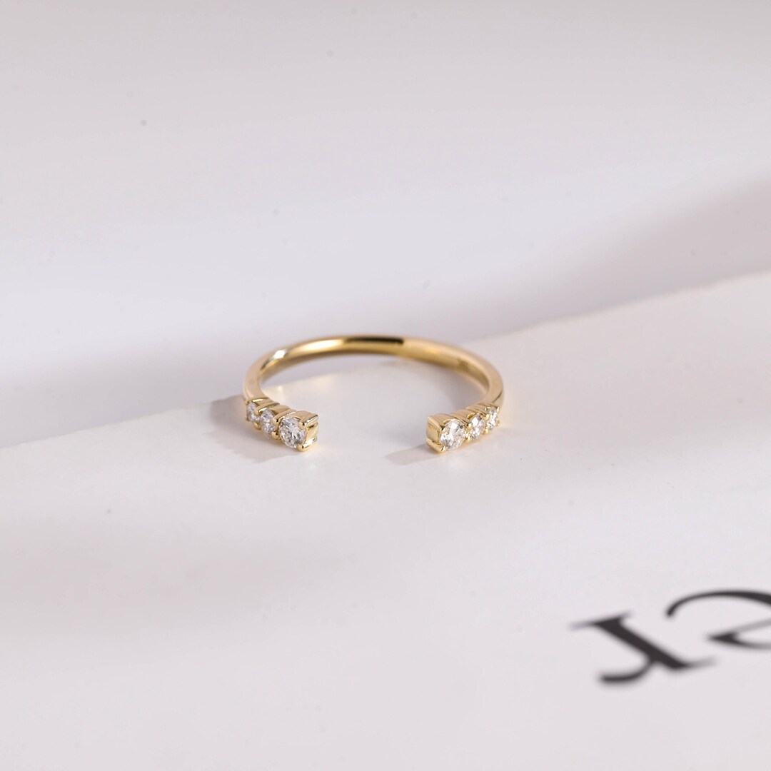 9K/14K/18K Solid Gold Open Shank Wedding Band, Minimalist Matching Band ...