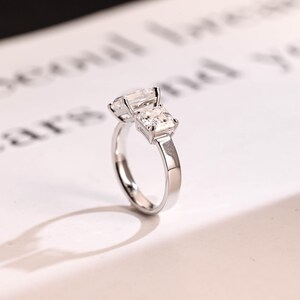 Solid Gold Toi Et Moi Clear Emerald & Asscher Cut Moissanite Engagement ...