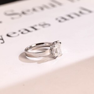 Solid Gold Toi Et Moi Clear Emerald & Asscher Cut Moissanite Engagement ...