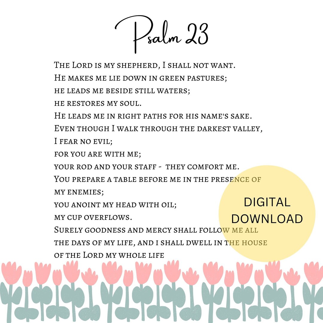 Psalm 23 Bible Verse Printable Bible Quote Scripture Wall Art Digital ...
