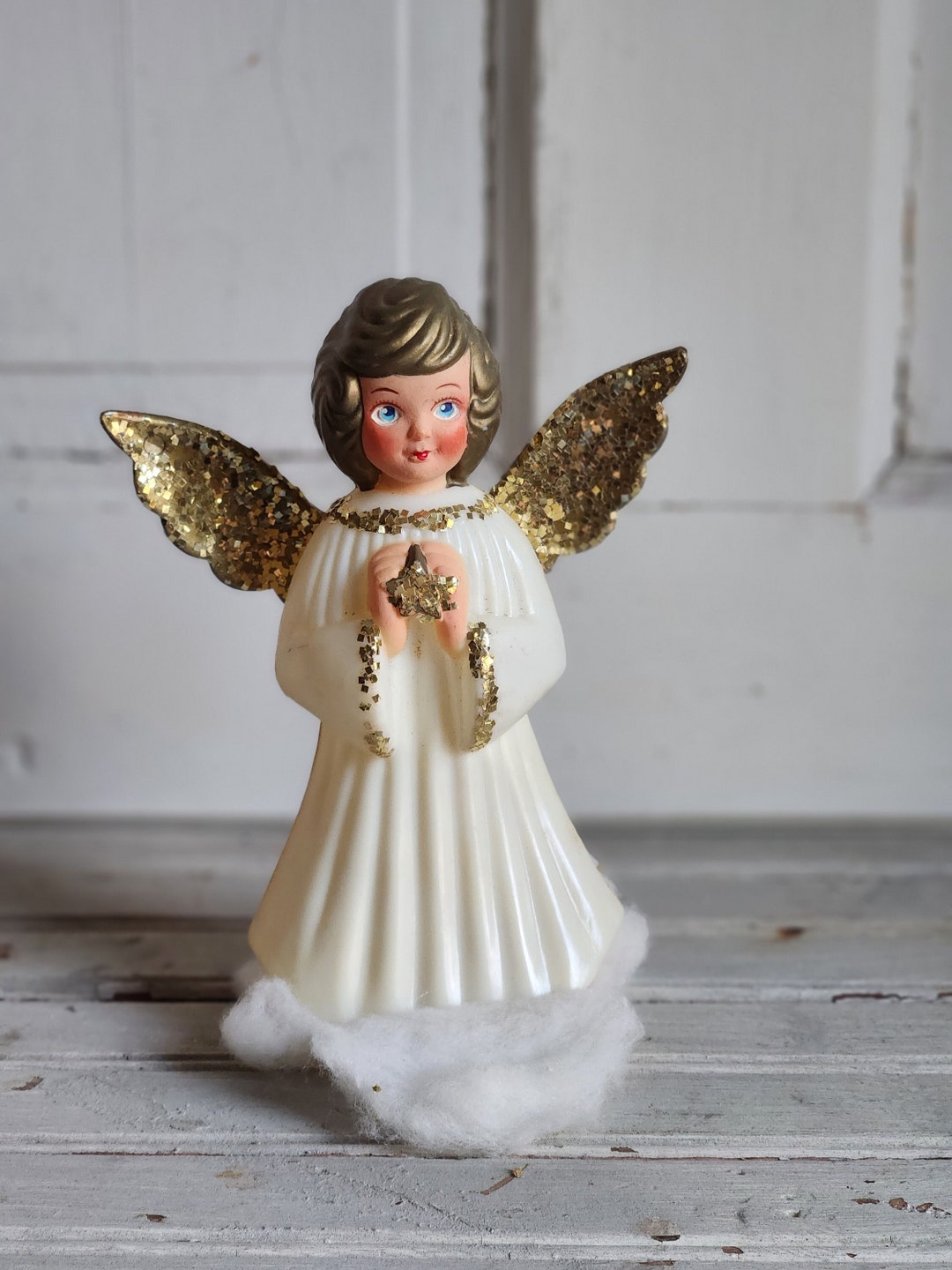 Vintage Plastic Christmas Double-glo Angel Tree Topper Ornament Decor ...