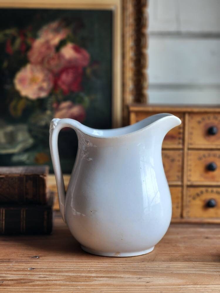 Antique Ironstone Farmhouse Pitcher Powell & Bishop Crown and - Etsy