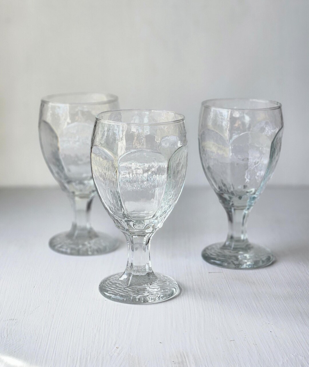 Libbey Chivalry Clear Textured Glass Wine or Water Goblets Set of Three ...