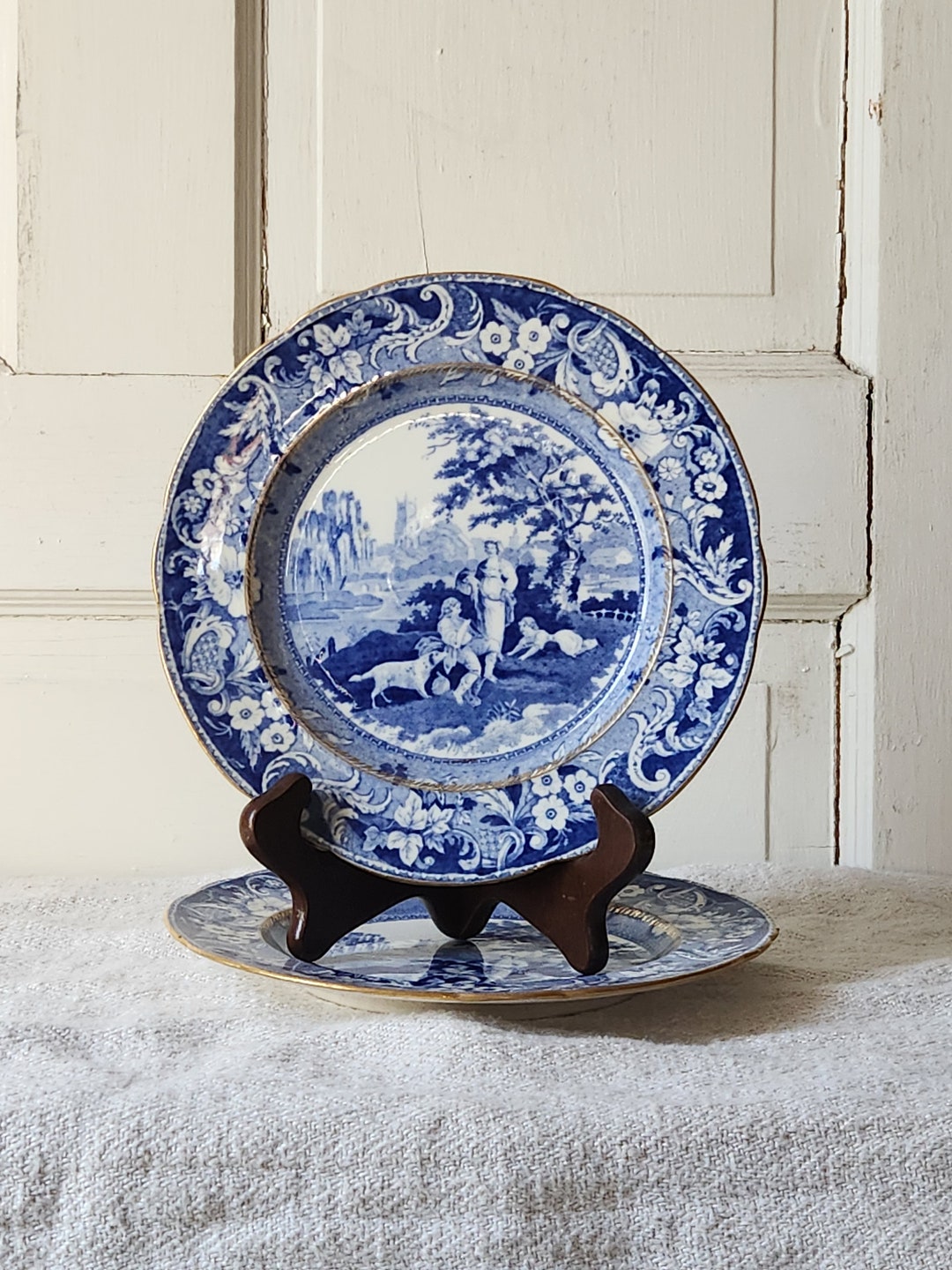 Antique Ironstone Plates Pearlware Blue Transferware Set of 2 - Etsy