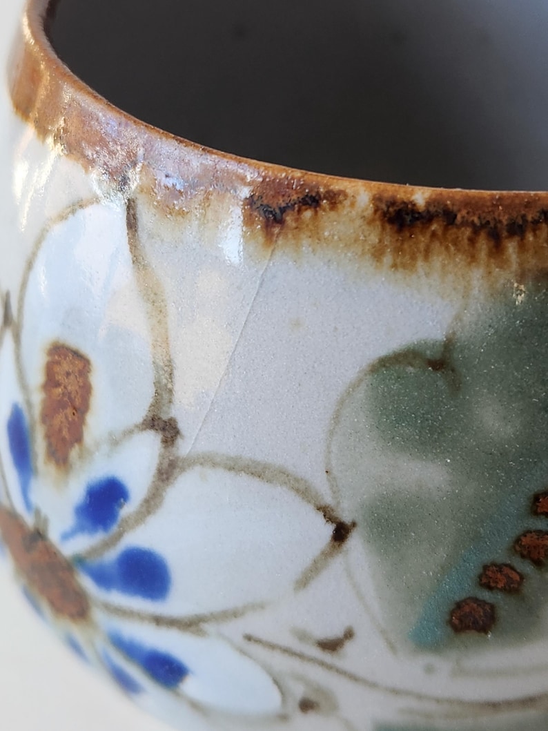 Ken Edwards Tonala Mexican Pottery Rounded Mugs With Handpainted Floral ...