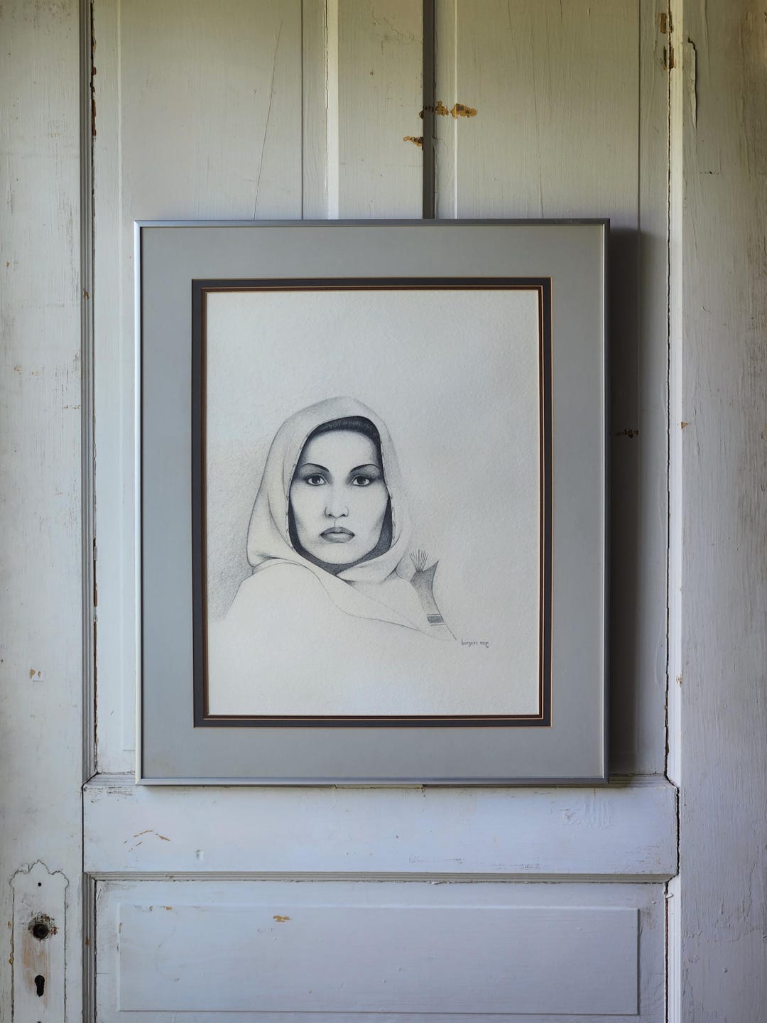 Burgess Roye Drawing of Native American Woman Signed and Framed - Etsy