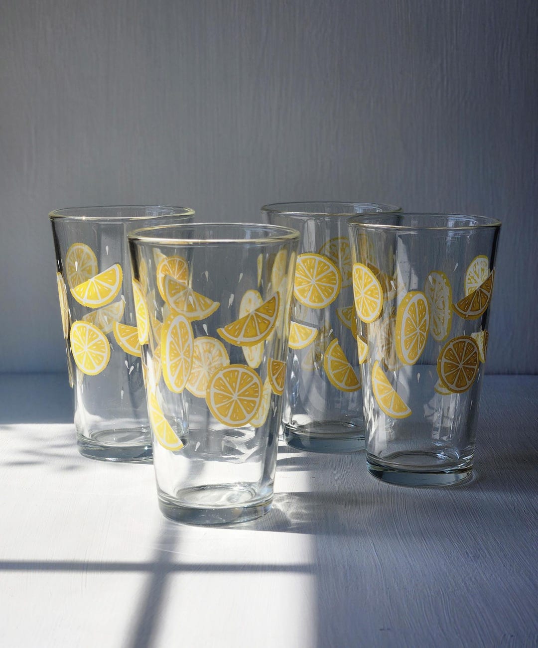 Libbey Yellow Lemon Slice Tumber Beverage Glass Set of Four - Etsy