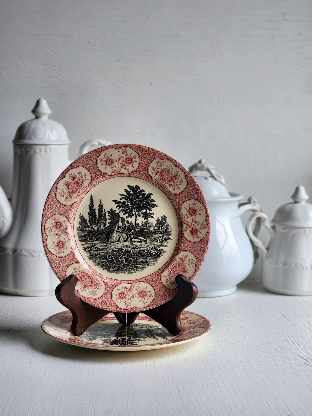 Adams Rose Terrace Vintage Salad Plates Pair - Etsy