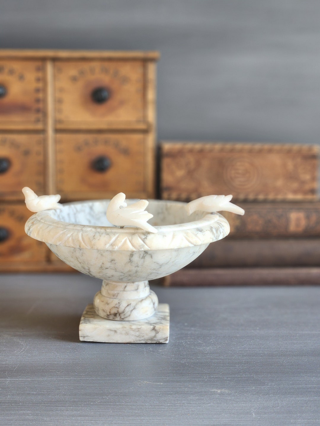 Vintage Italian Alabaster Miniature Bird Bath - Etsy