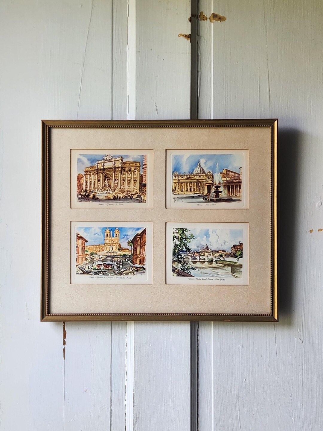 Rome Italy Post Cards Vintage Framed Set Aldo Raimondi - Etsy