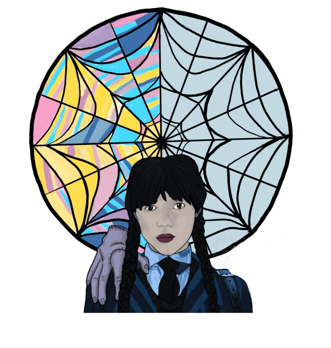 Wednesday Addams Window Digital Art - Etsy