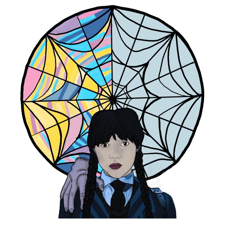 Wednesday Addams Window Digital Art - Etsy