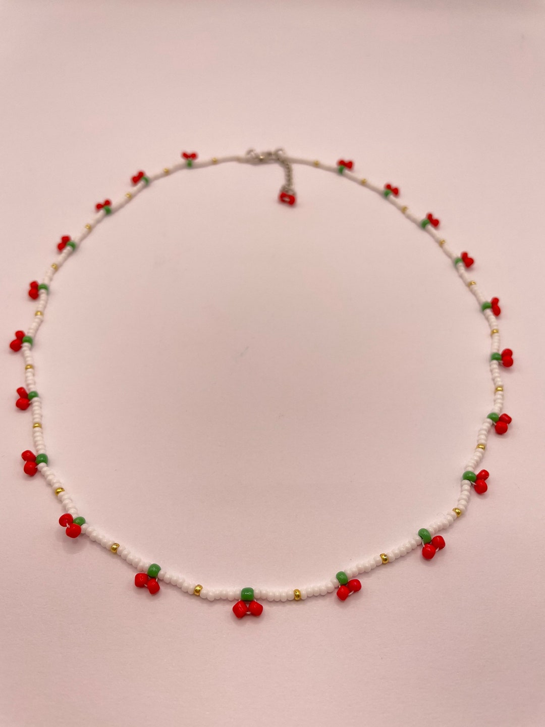 Cherry Necklace Beaded Fruits Patterned Jewelry Handmade - Etsy