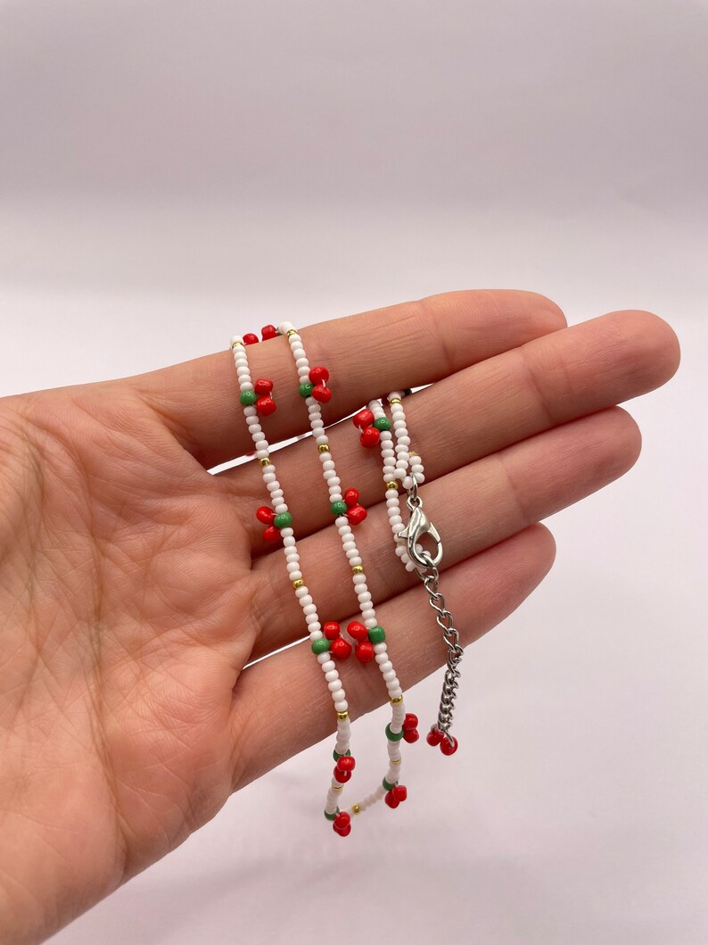 Cherry Necklace Beaded Fruits Patterned Jewelry Handmade - Etsy