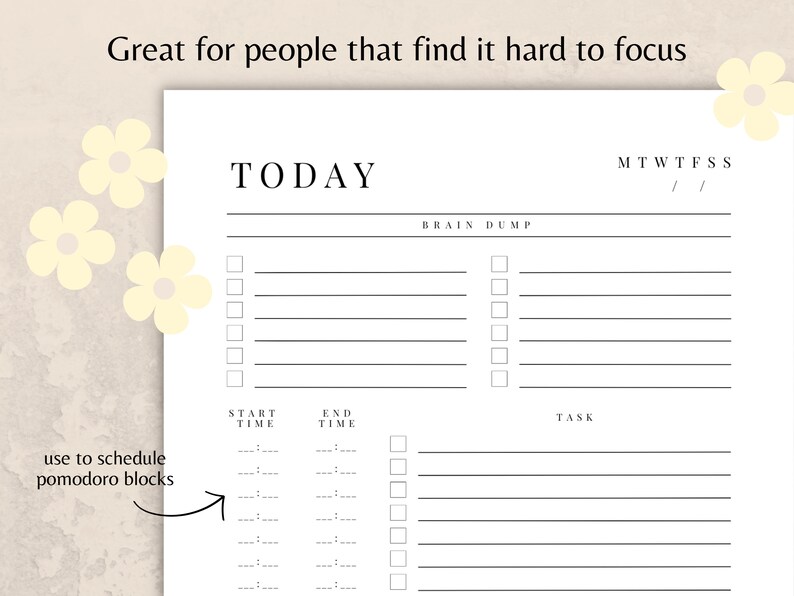 Daily Work Planner, Productivity Monotasking Planner, Daily Planner ...