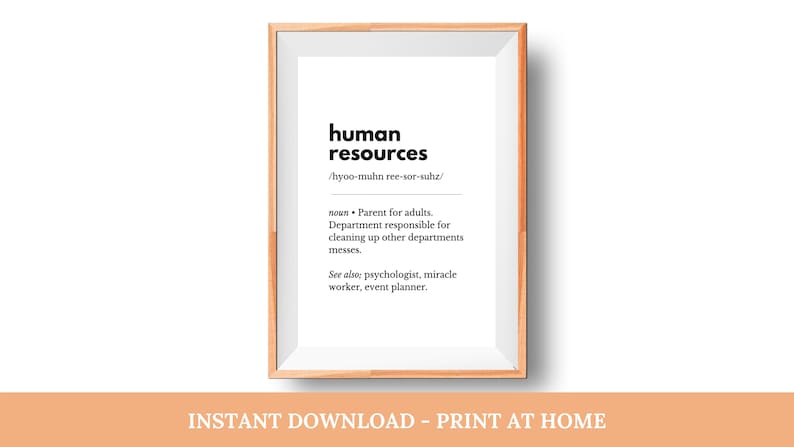HR Definition Print | HR Wall Art | Human Resources Definition | Hr ...