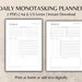 Daily Work Planner, Productivity Monotasking Planner, Daily Planner ...