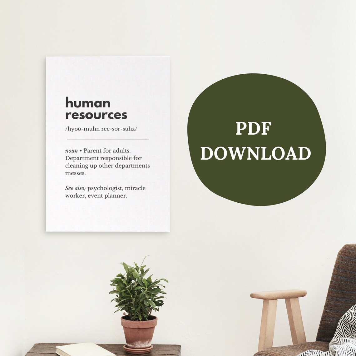 HR Definition Print HR Wall Art Human Resources Definition Hr Manager ...