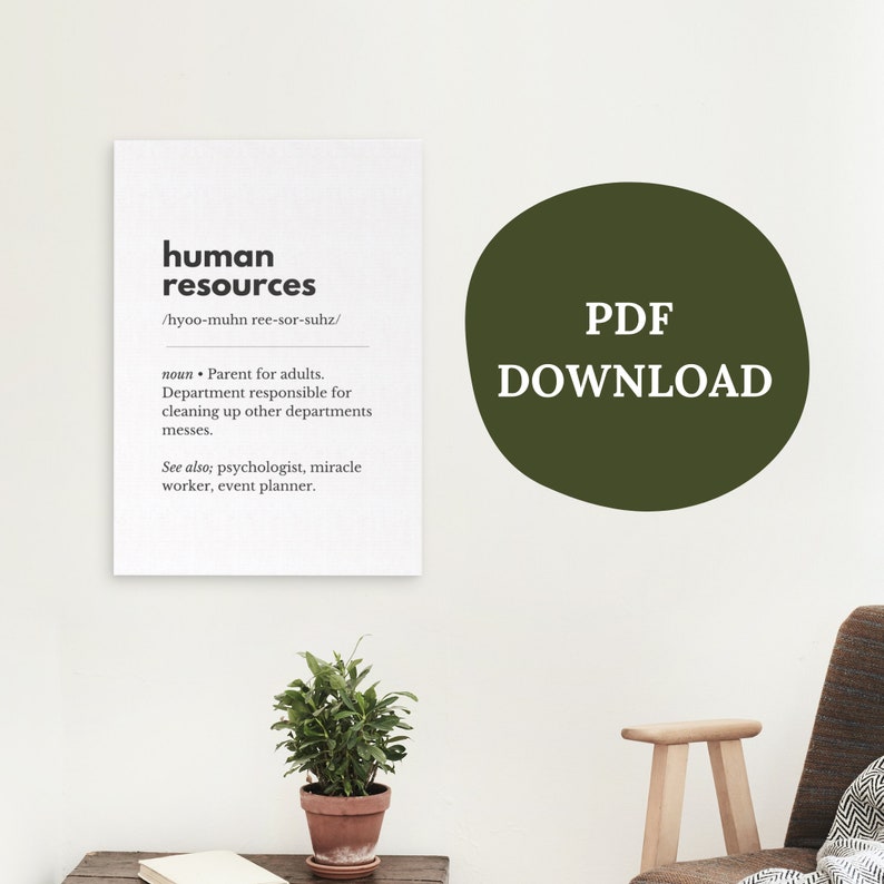 HR Definition Print | HR Wall Art | Human Resources Definition | Hr ...