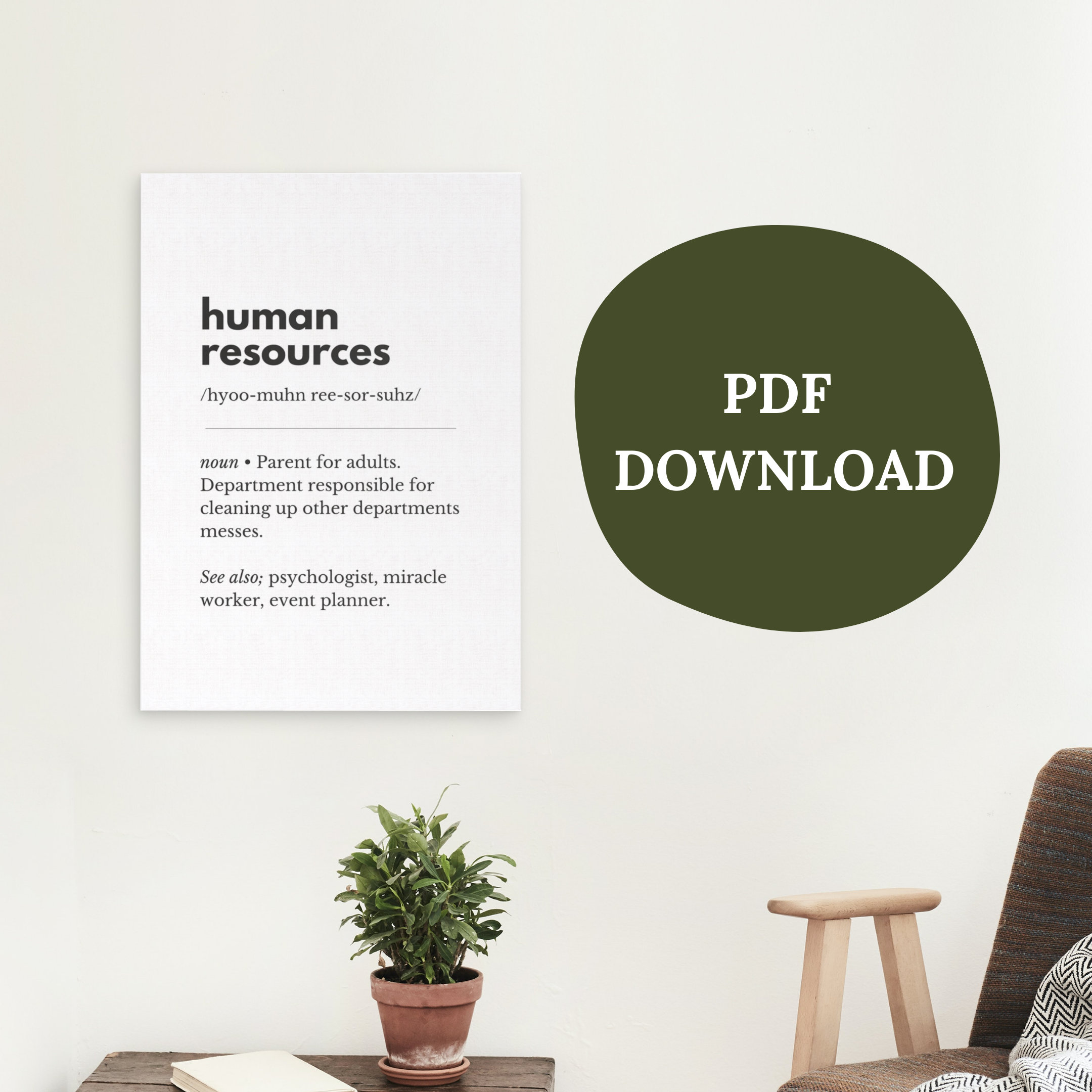 HR Definition Print | HR Wall Art | Human Resources Definition | Hr ...