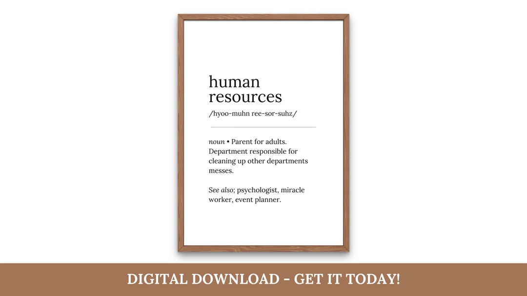 HR Definition Print | HR Wall Art | Human Resources Definition | Hr ...