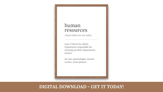 HR Definition Print HR Wall Art Human Resources Definition - Etsy