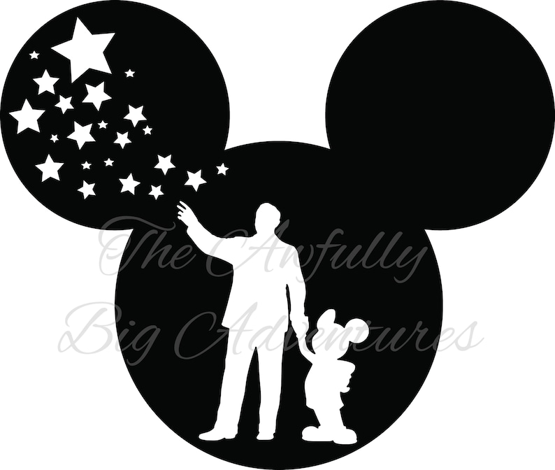 Walt & Mickey With Stars Cutout SVG - Etsy
