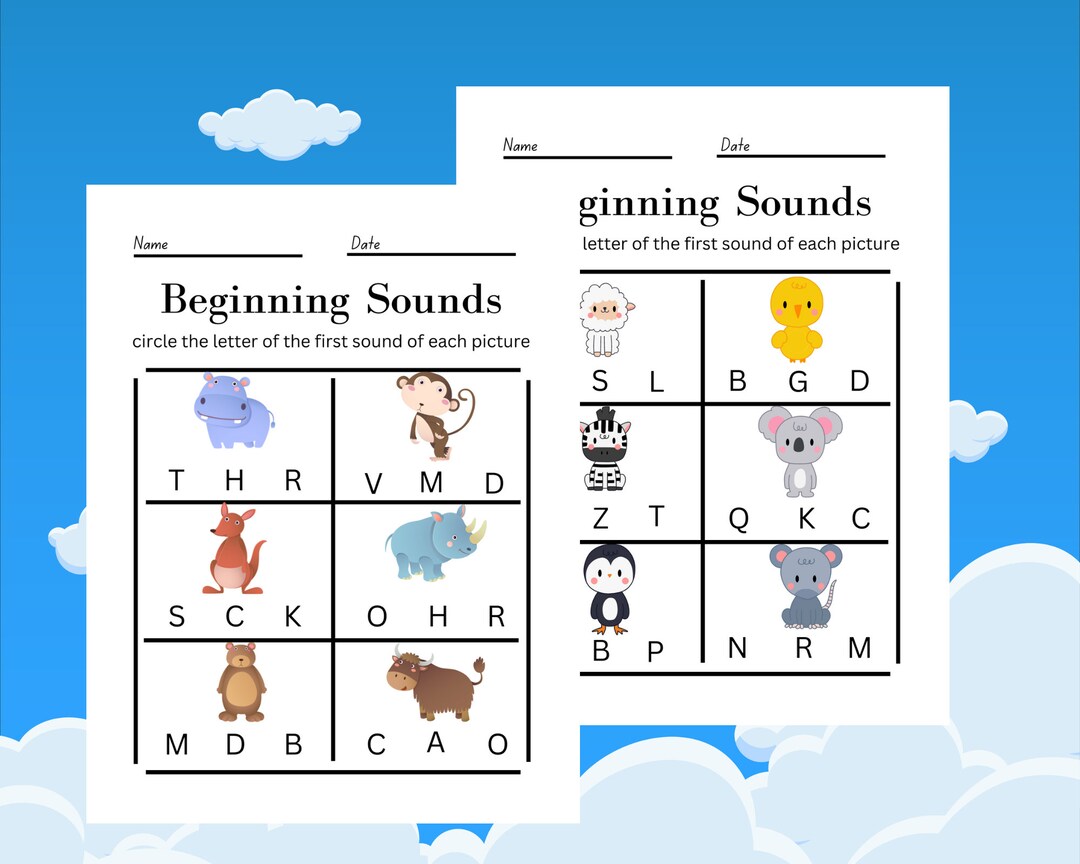10 Printable Beginning Initial Sound Worksheets.homeschool,preschool ...