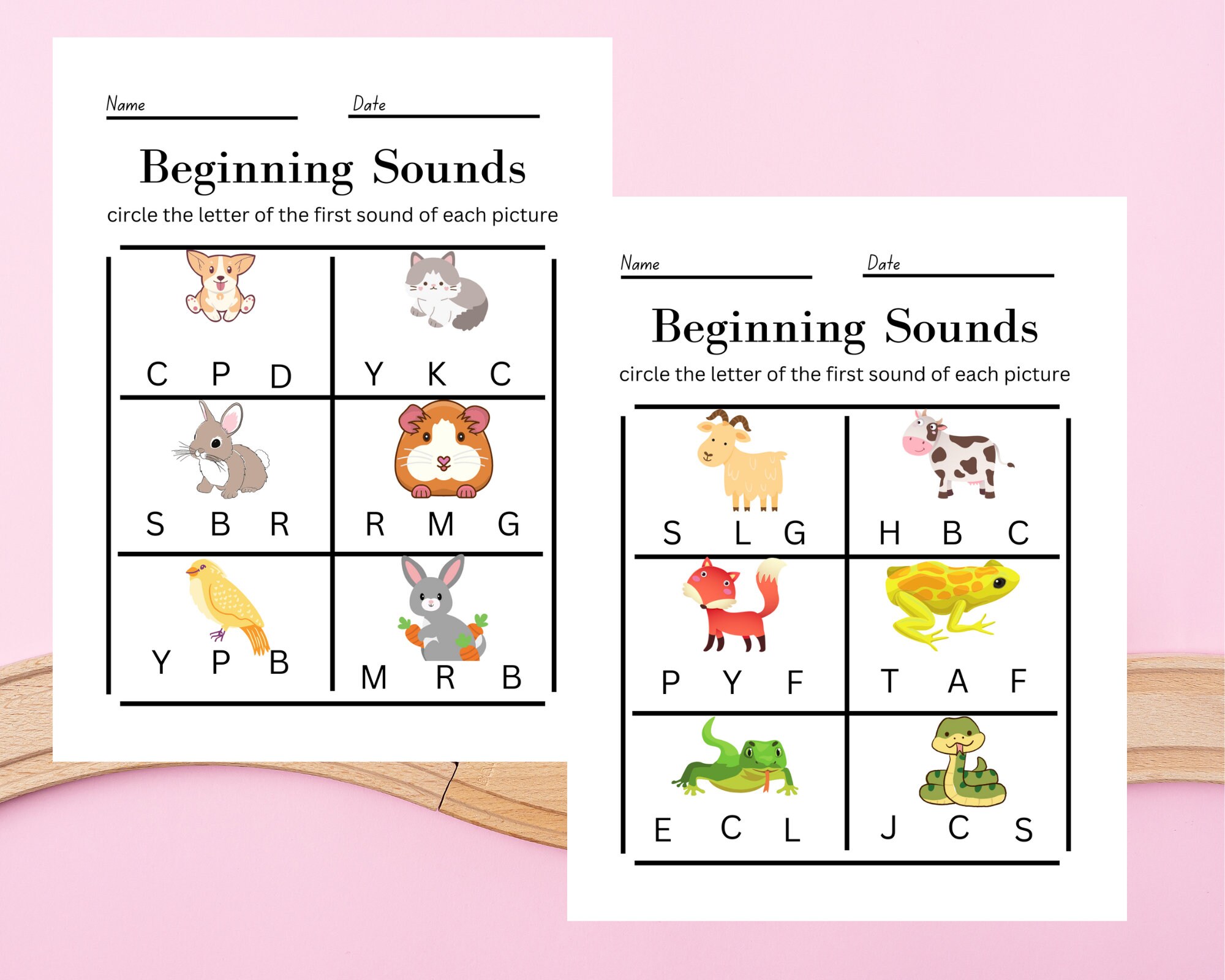 10 Printable Beginning Initial Sound Worksheets.homeschool,preschool ...