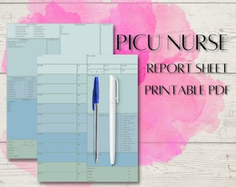 PICU/ICU RN Nurse Report Sheet Coastal Outline Color Scheme - Etsy