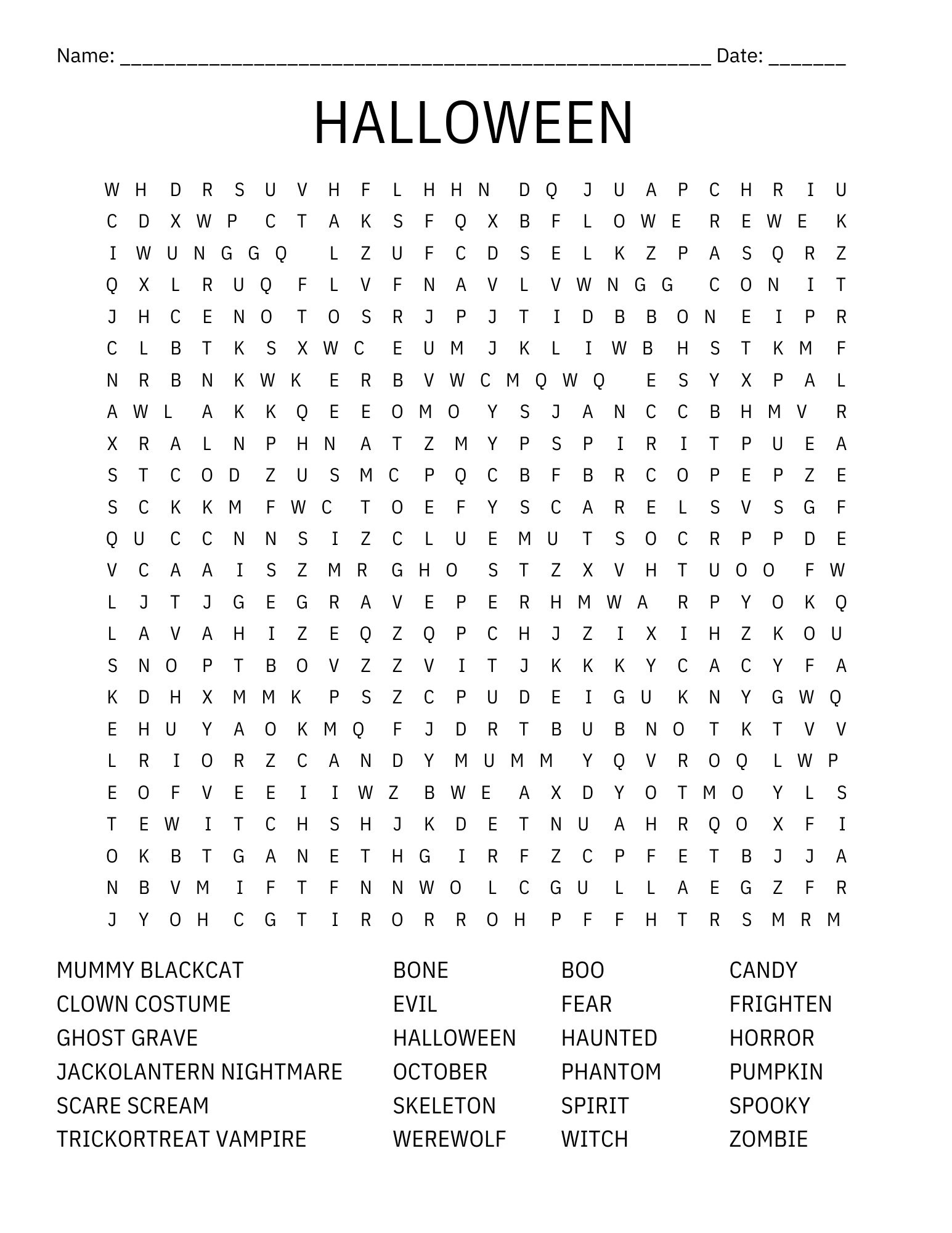 HALLOWEEN Themed Word Searches - Etsy