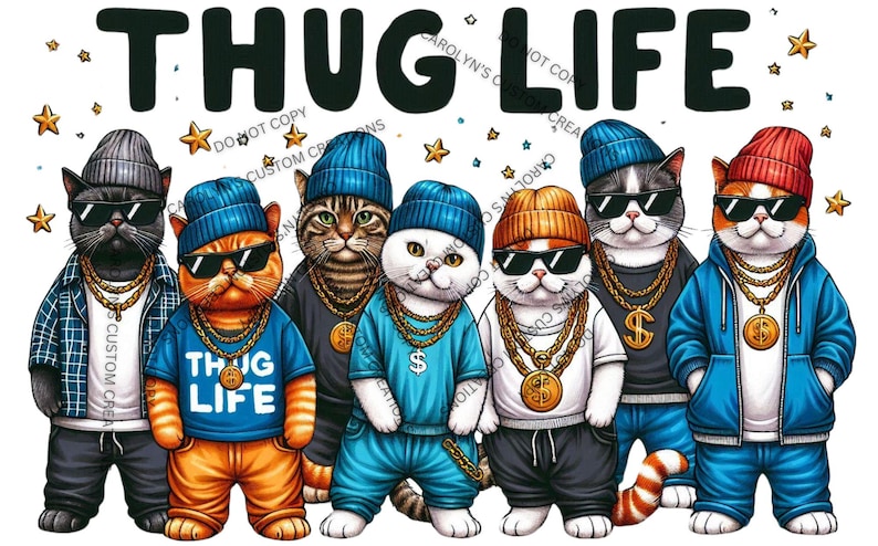 Cat Thug Life PNG 300 DPI - Etsy