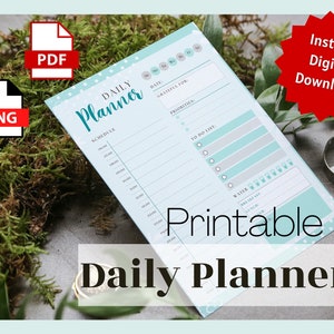 Teal Flower Daily Planner Printable - Etsy