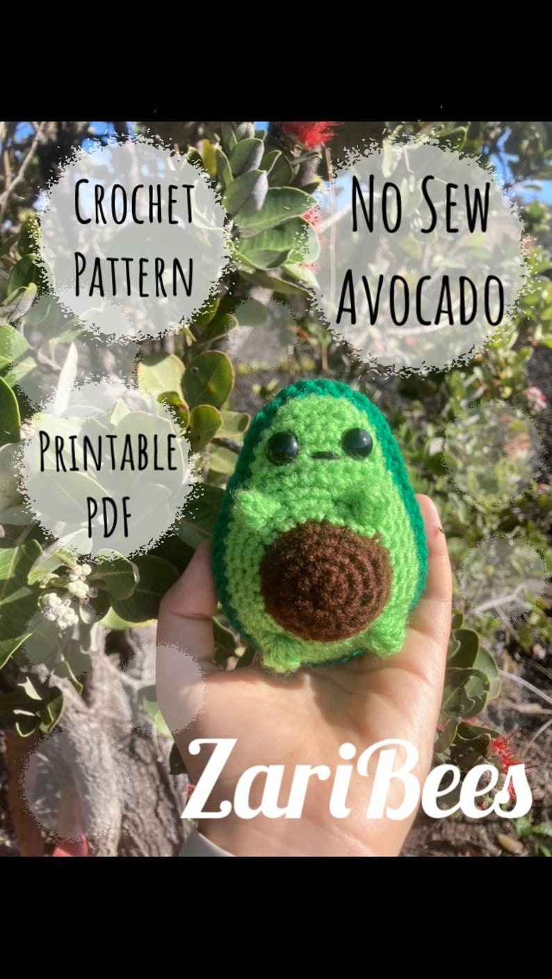 Crochet Pattern: No Sew Avocado Buddy - Printable PDF - Etsy