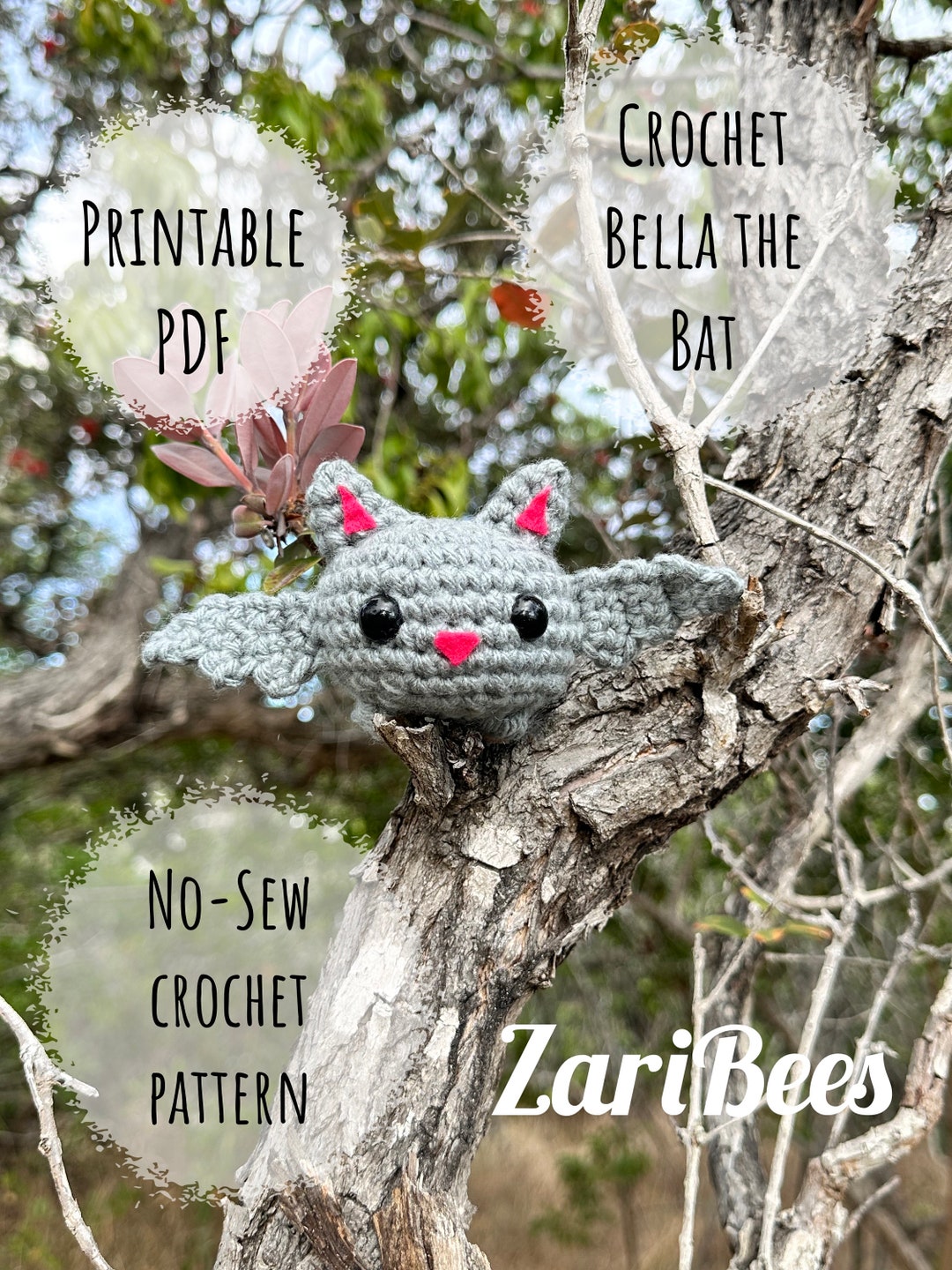 Crochet Pattern: No-sew Bella the Bat - Printable PDF - Intermediate ...