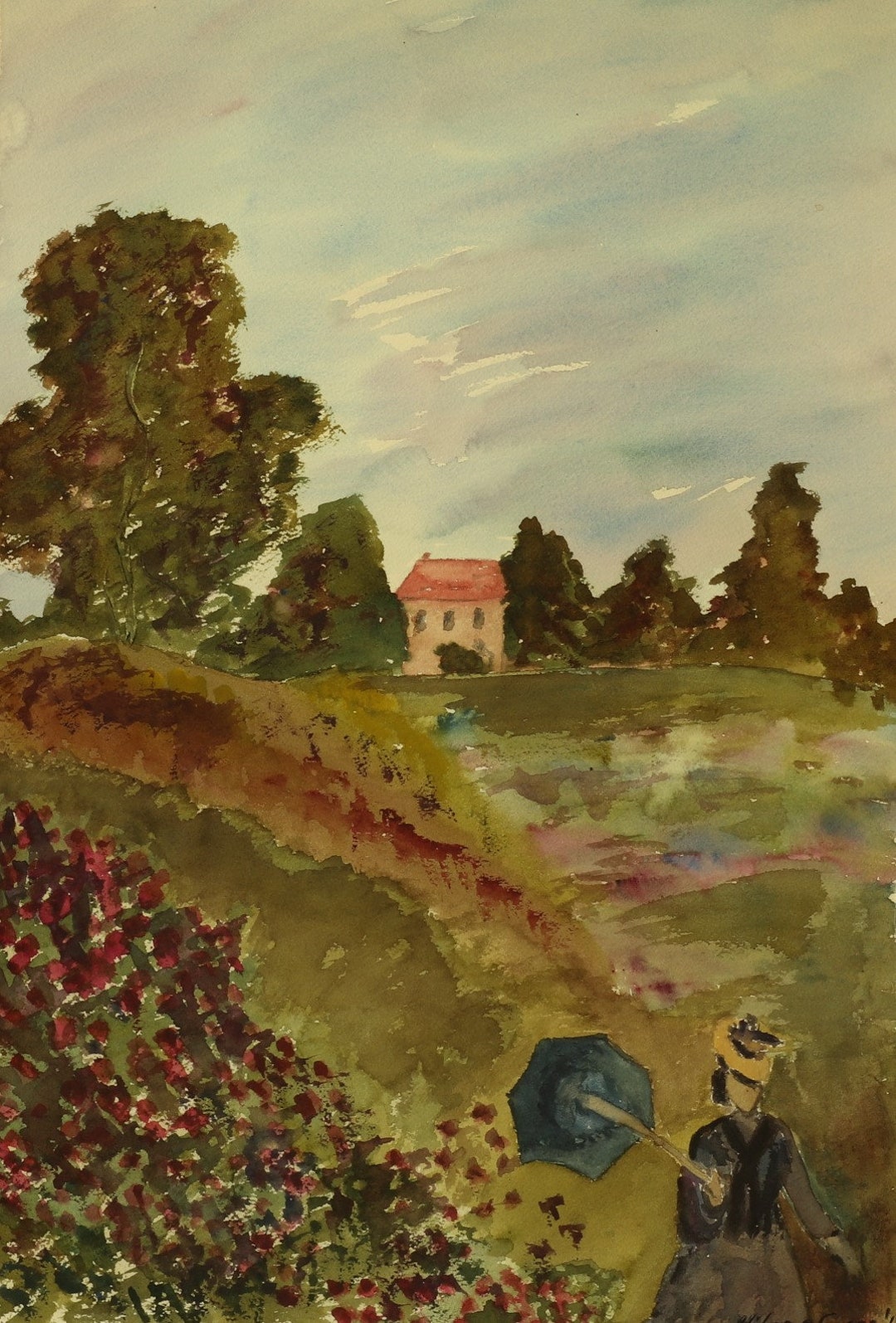 Claude Monet, Watercolor Landscape 13x20" by Milena Ensor - Etsy