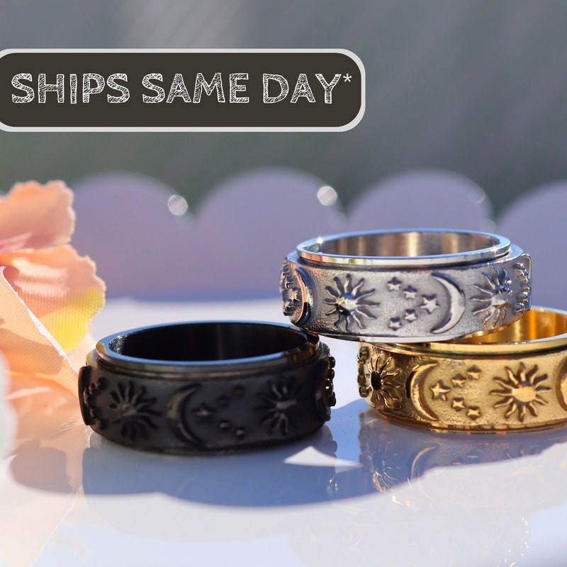 Fidget Ring Sun and Stars - Etsy