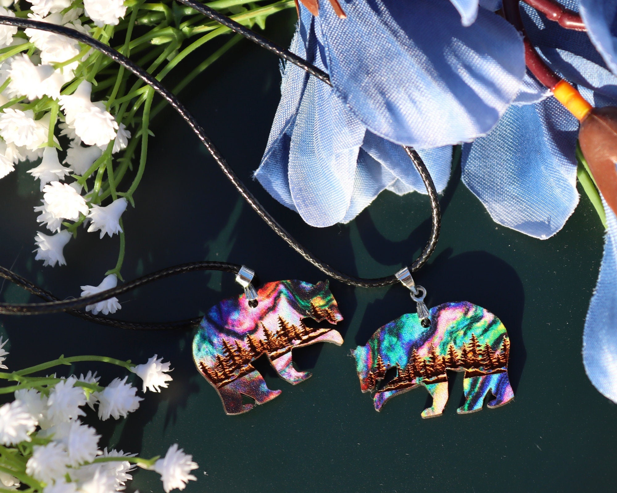 Engraved Wooden Bear Necklaces, Matching Couple Necklaces, Northern ...