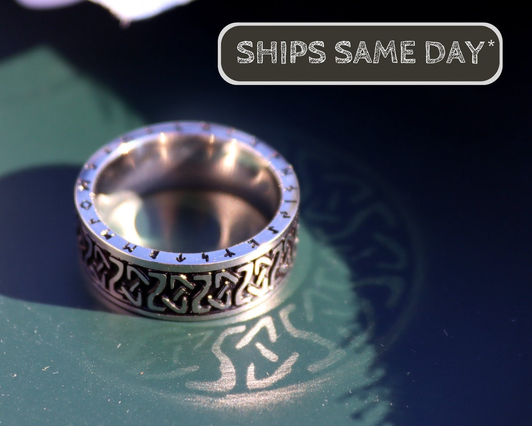 Silver Norse Runes Ring, Viking Ring, Nordic Runes, Norse Mythology ...