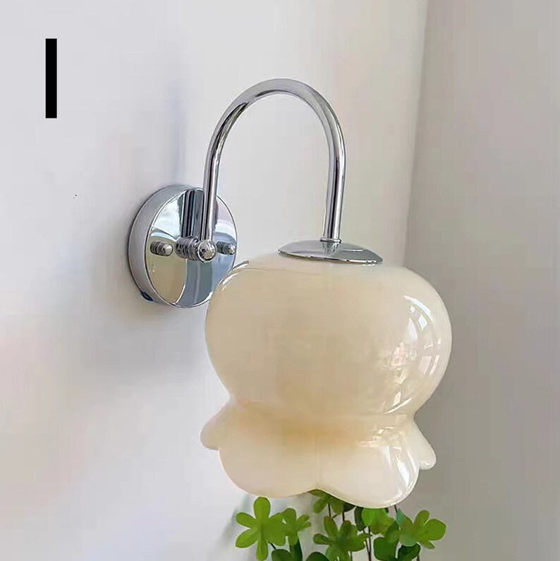 Bellflower Bow Wall Sconce Modern Cream Glass Wall Lights - Etsy
