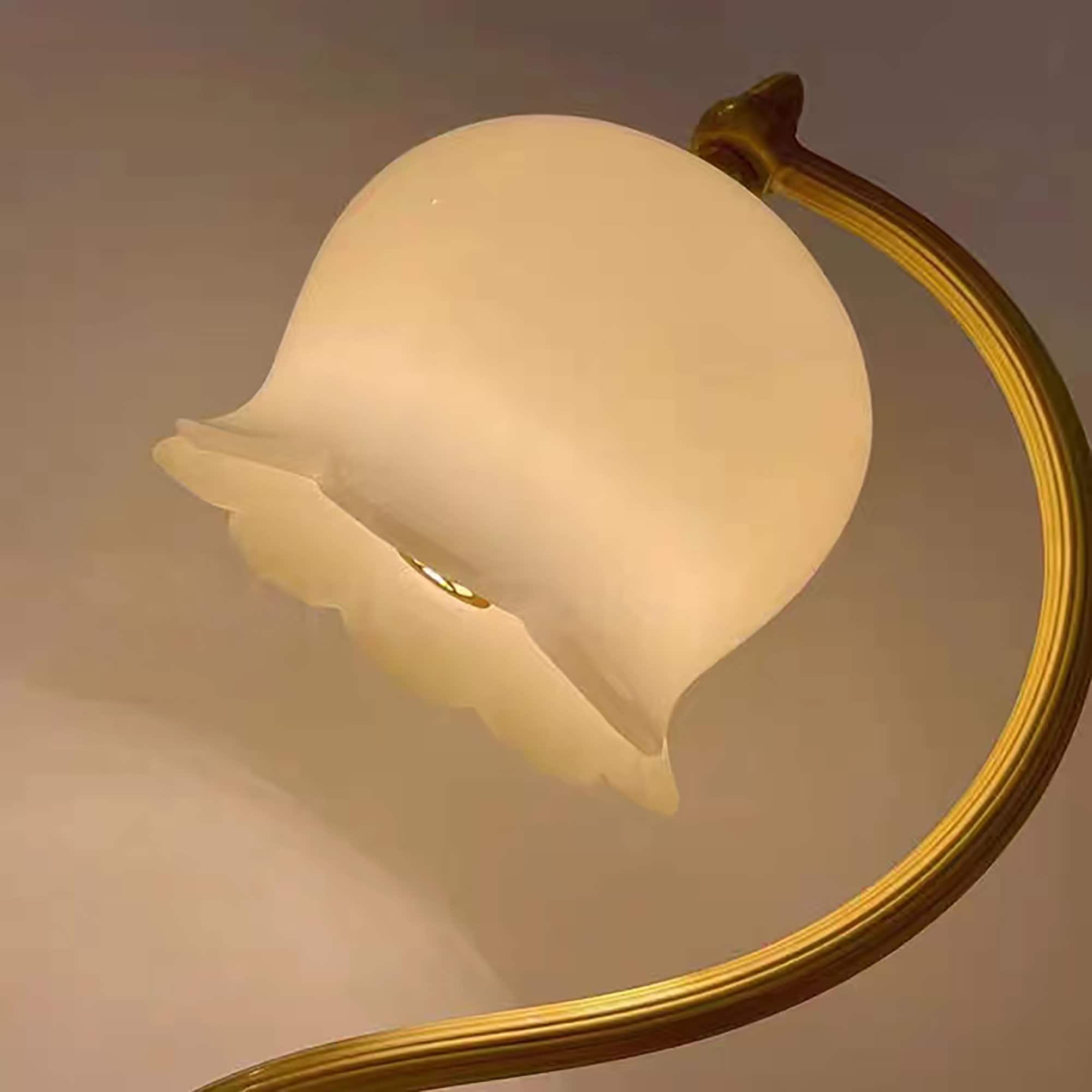Lily Flower Table Lamp Retro Cream Copper Table Lights Bedside - Etsy
