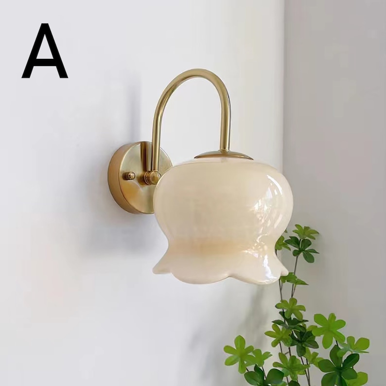 Bellflower Bow Wall Sconce Modern Cream Glass Wall Lights - Etsy