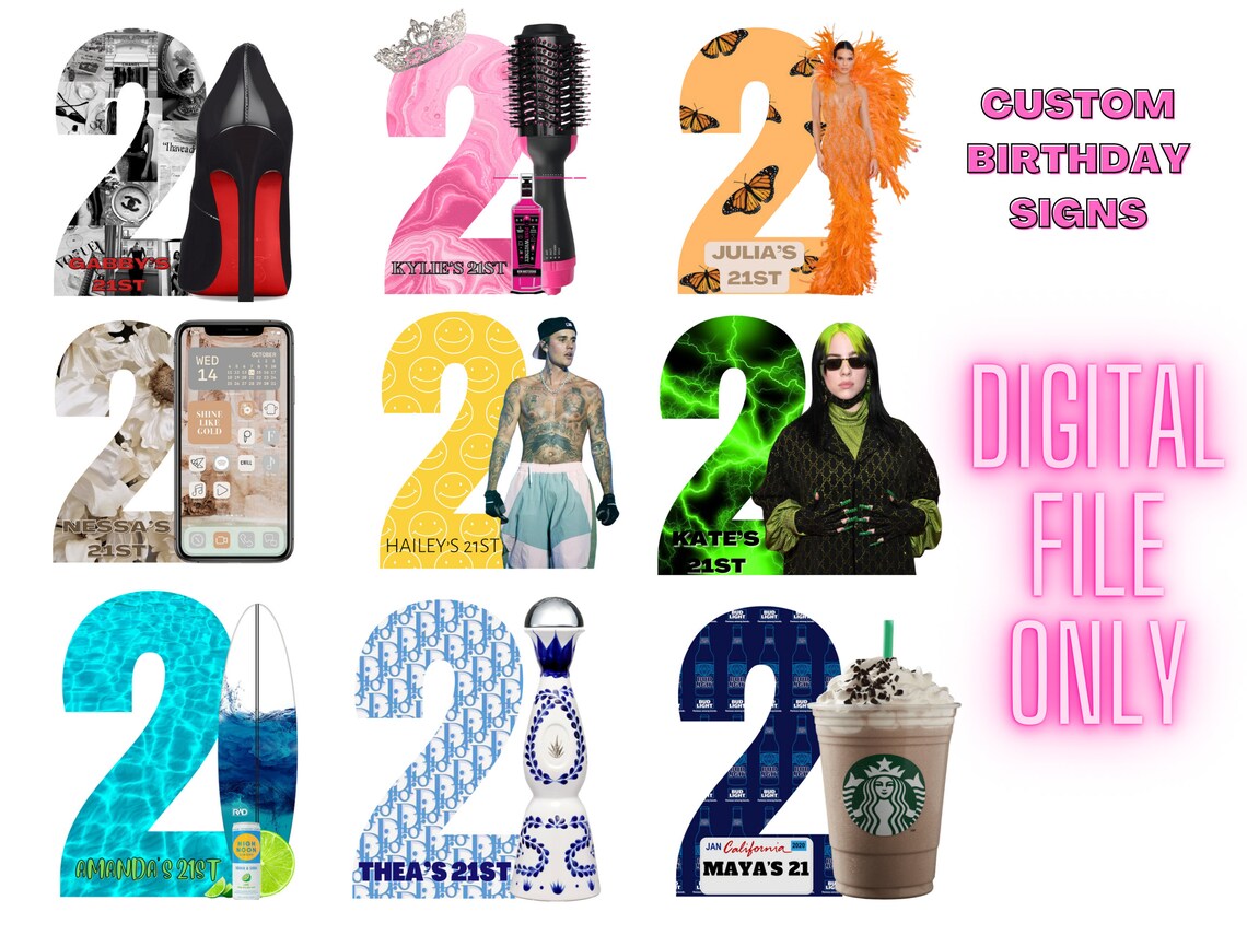 Customized 21st Birthday Sign DIGITAL FILE ONLY - Etsy
